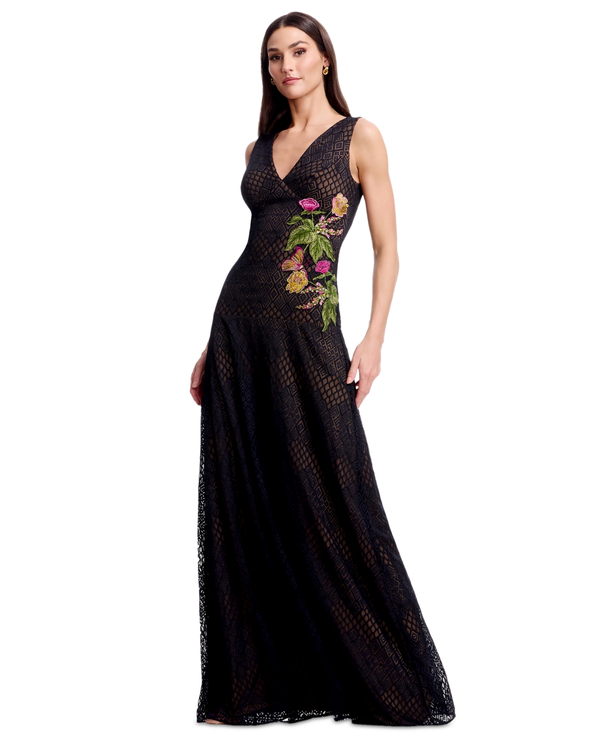 Click here for Dress the Population Womens Floral Applique Detail... prices
