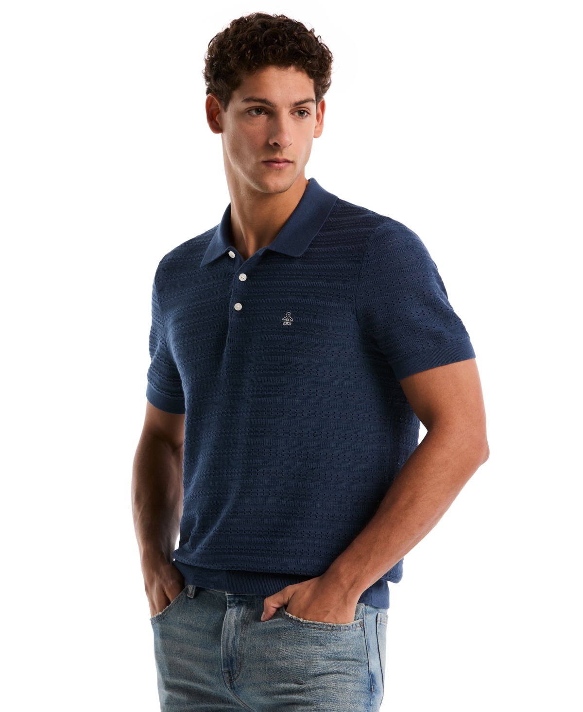 Click here for Original Penguin Mens Jacquard Pointelle Short-Sle... prices