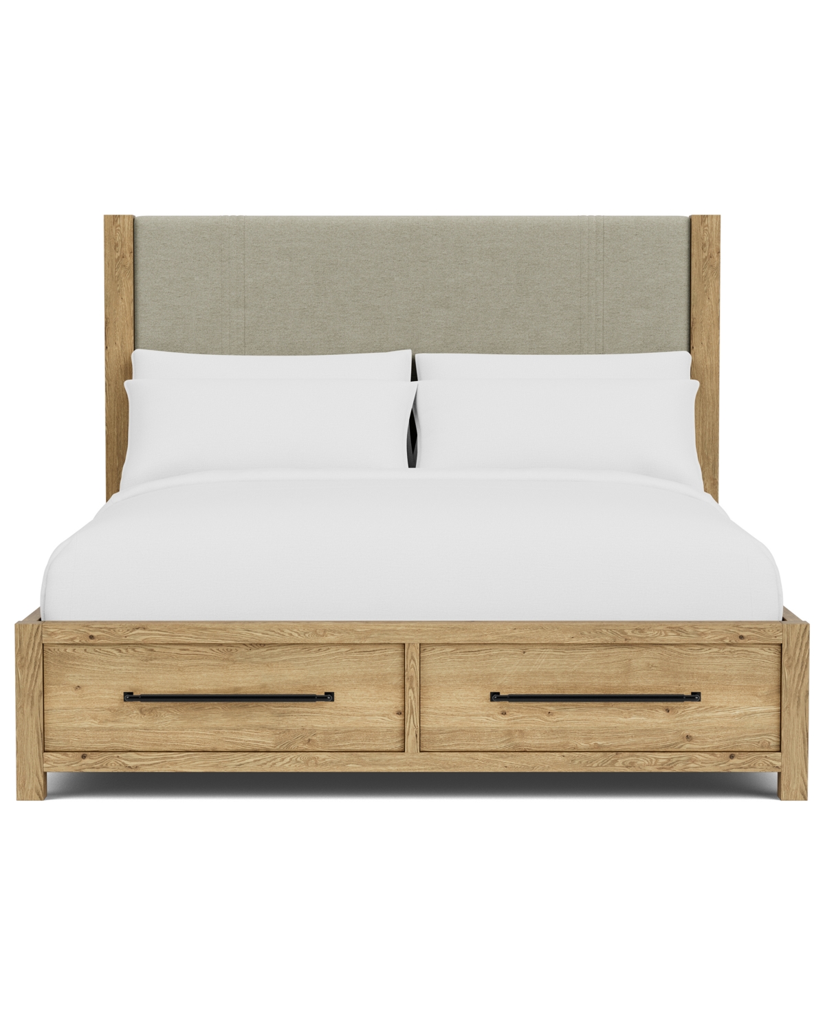 Click here for Davie Queen Upholstered Bed with Storage - Pale Oa... prices