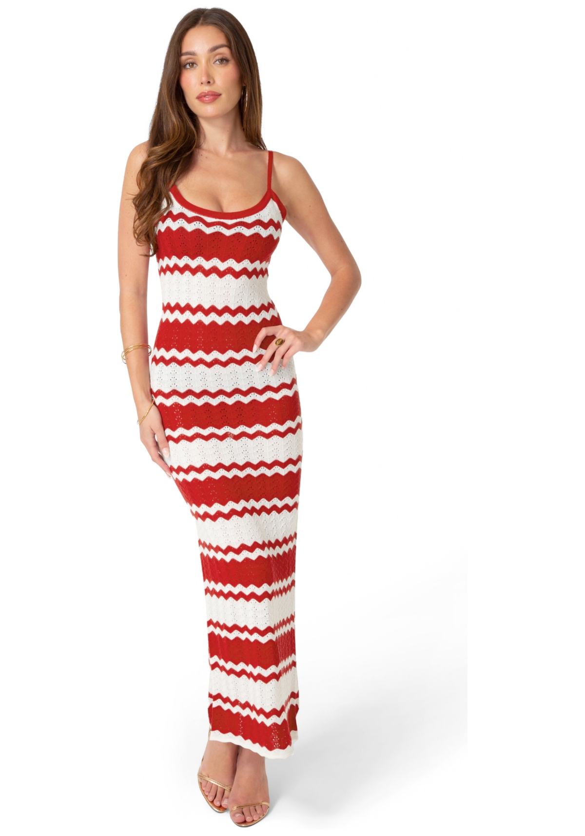 Click here for Bebe Womens Stripe Crochet Keyhole Maxi Dress - Bu... prices