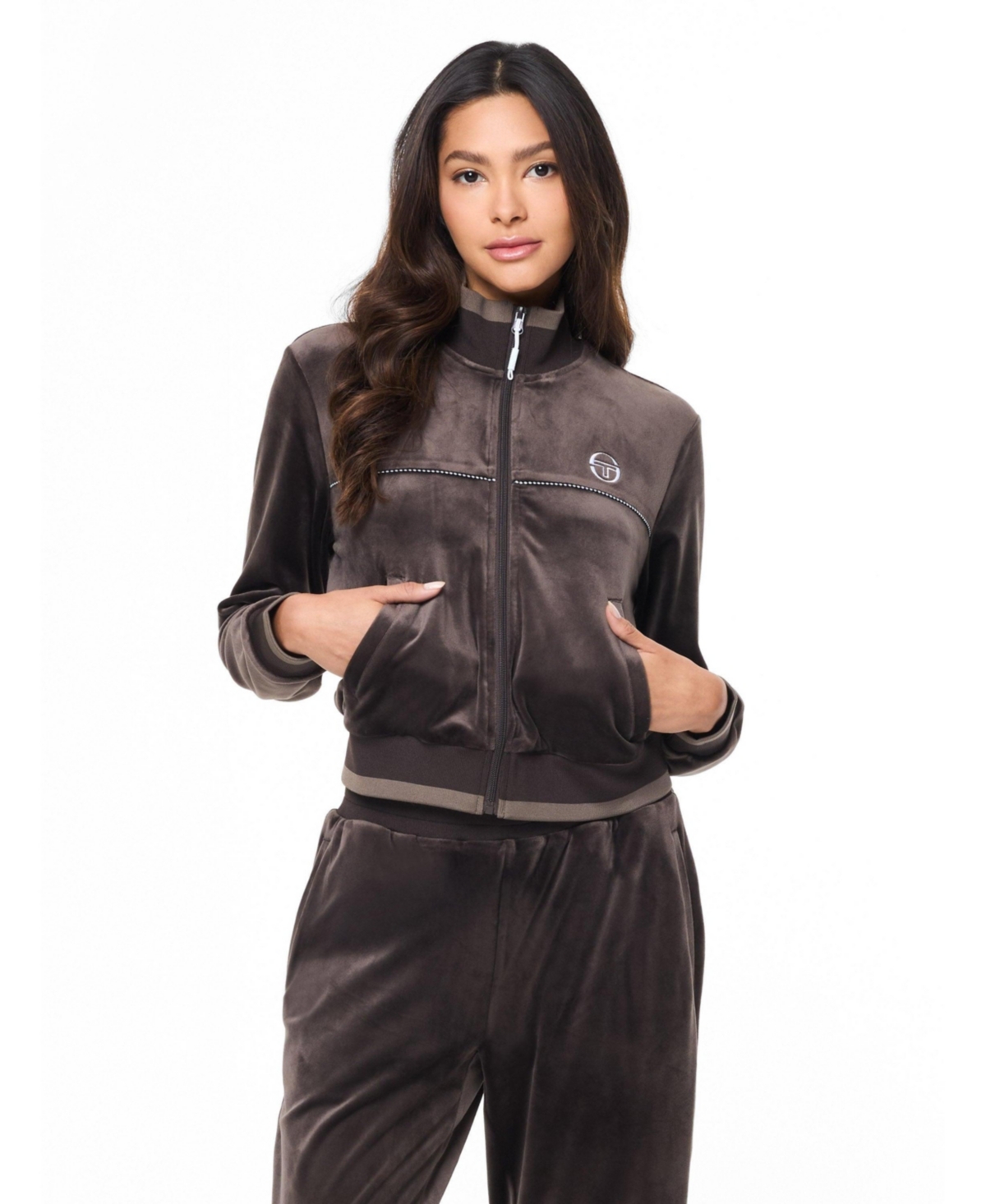 Click here for Sergio Tacchini Womens Leta Velour Jacket - Mulch prices