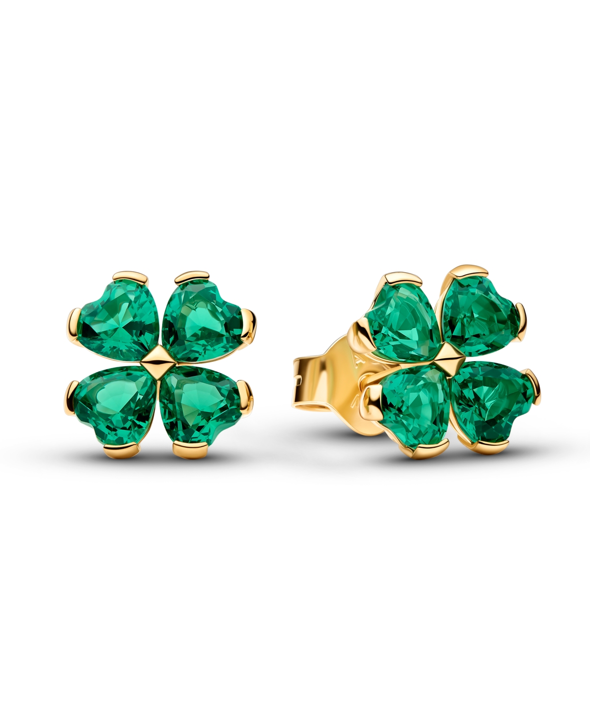 Click here for Pandora Green Lucky Clover Stud Earrings - Gold Pl... prices
