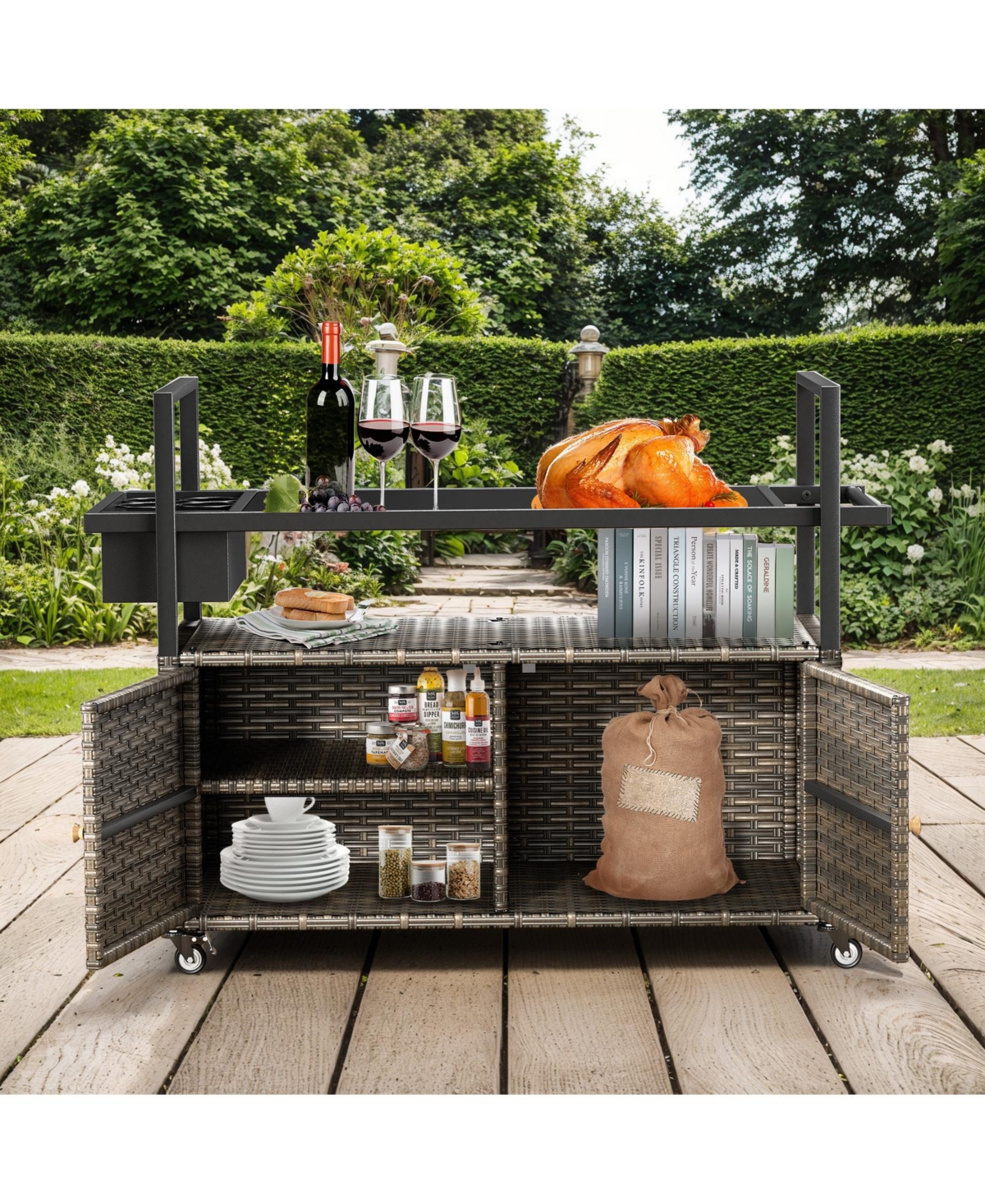 Click here for Pocassy Patio Bar Table Outdoor Kitchen Island wit... prices