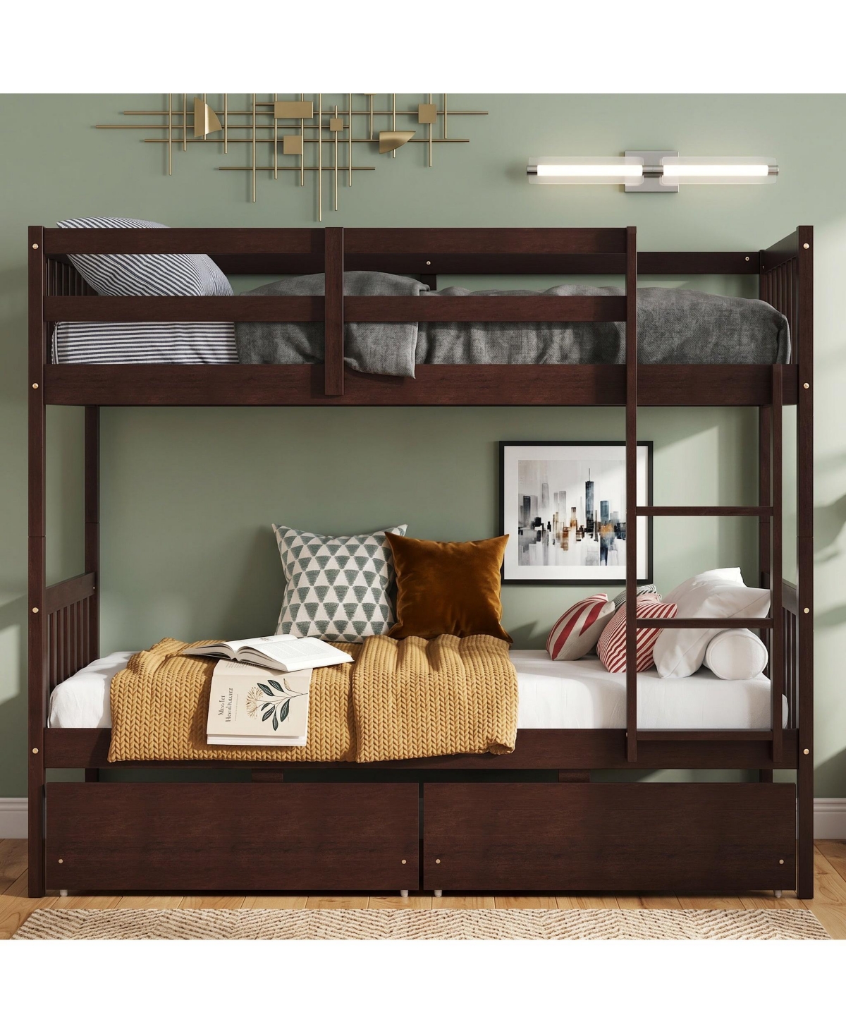 Click here for Sailvan Rubber Wood Bunk Bed with 2 Drawers  Conve... prices