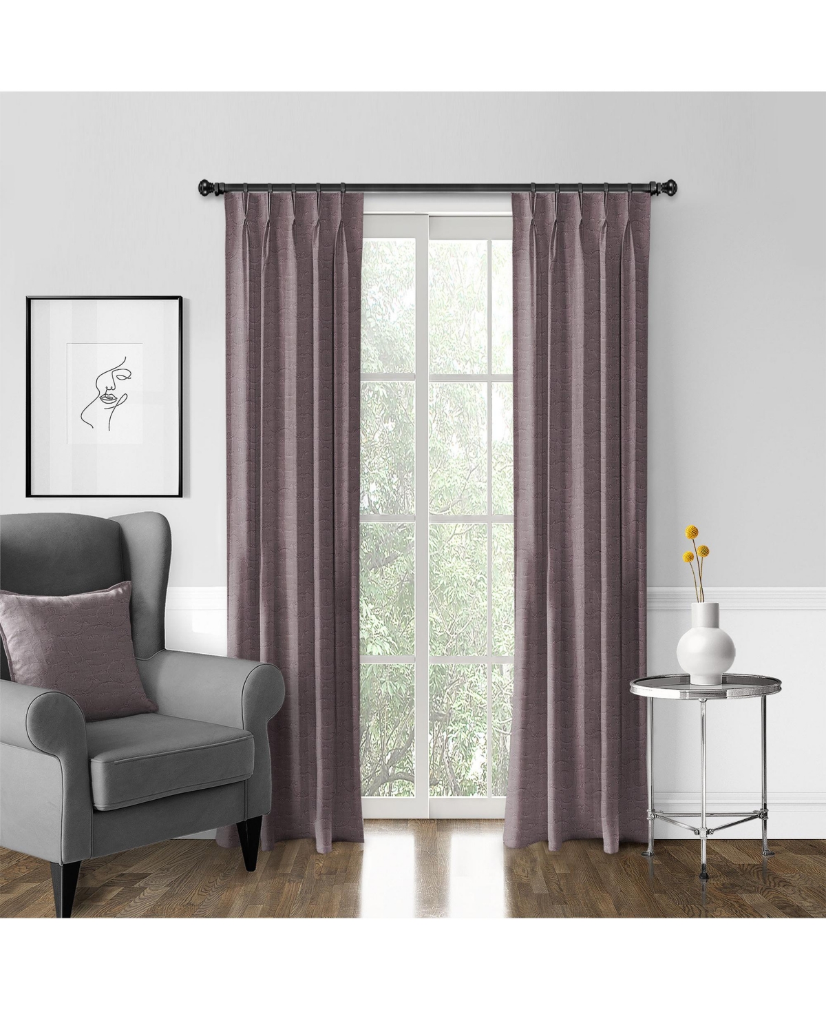 Click here for 6ix Tailors Fine Linens Nuha Plum Pinch Pleat Drap... prices