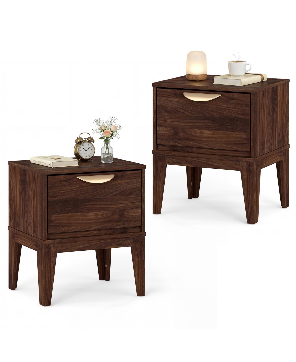 Click here for Gymax 2 Pieces Nightstand with Storage Mid Century... prices
