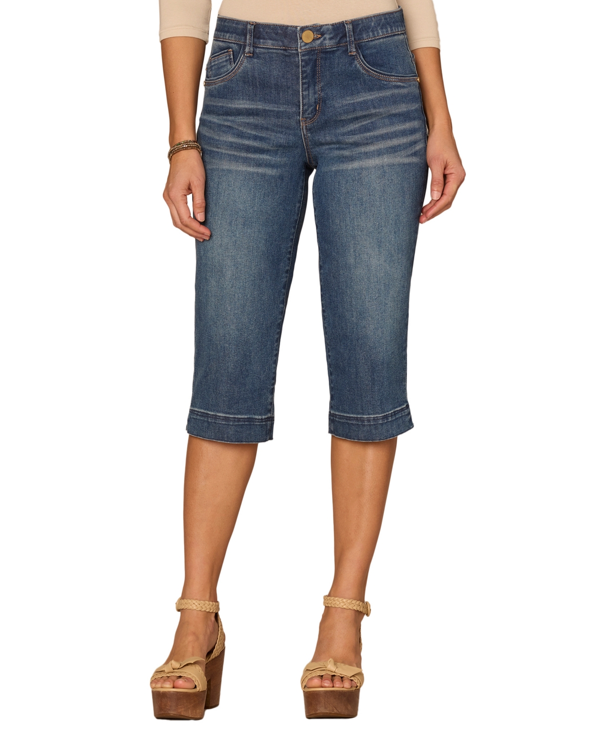 Click here for Democracy Womens Mid-Rise Capri Jeans - Blue prices