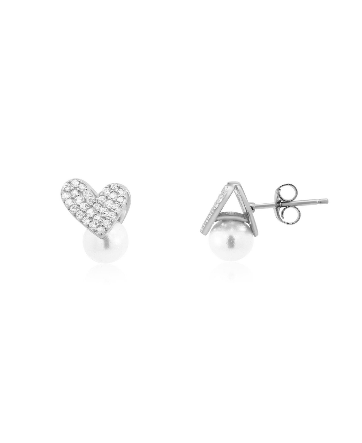 Click here for The Lovery Pearl Heart Cz Stud Earrings Sterling S... prices