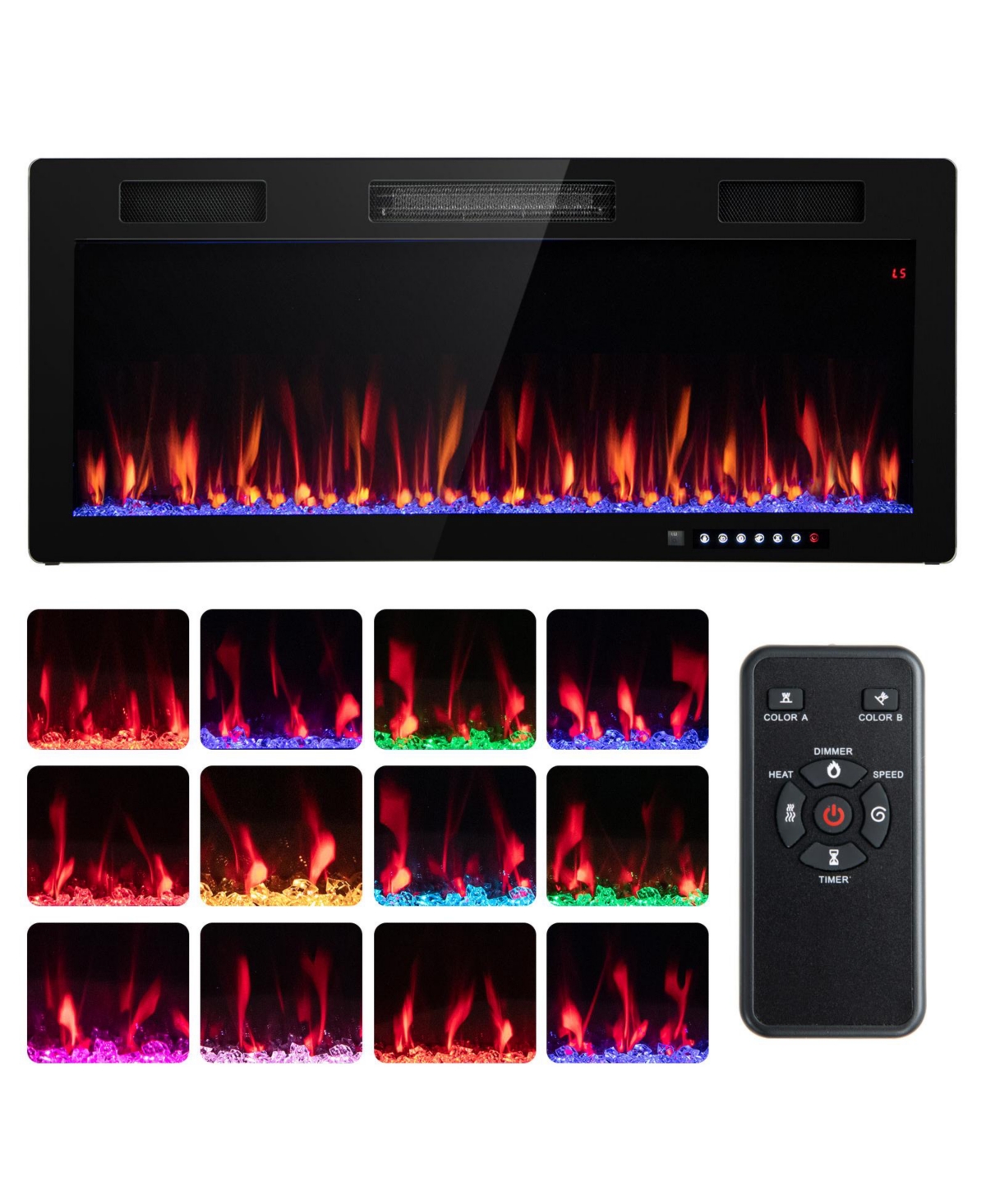 Click here for Electric Fireplace Recessed and Wall Mounted - Bla... prices