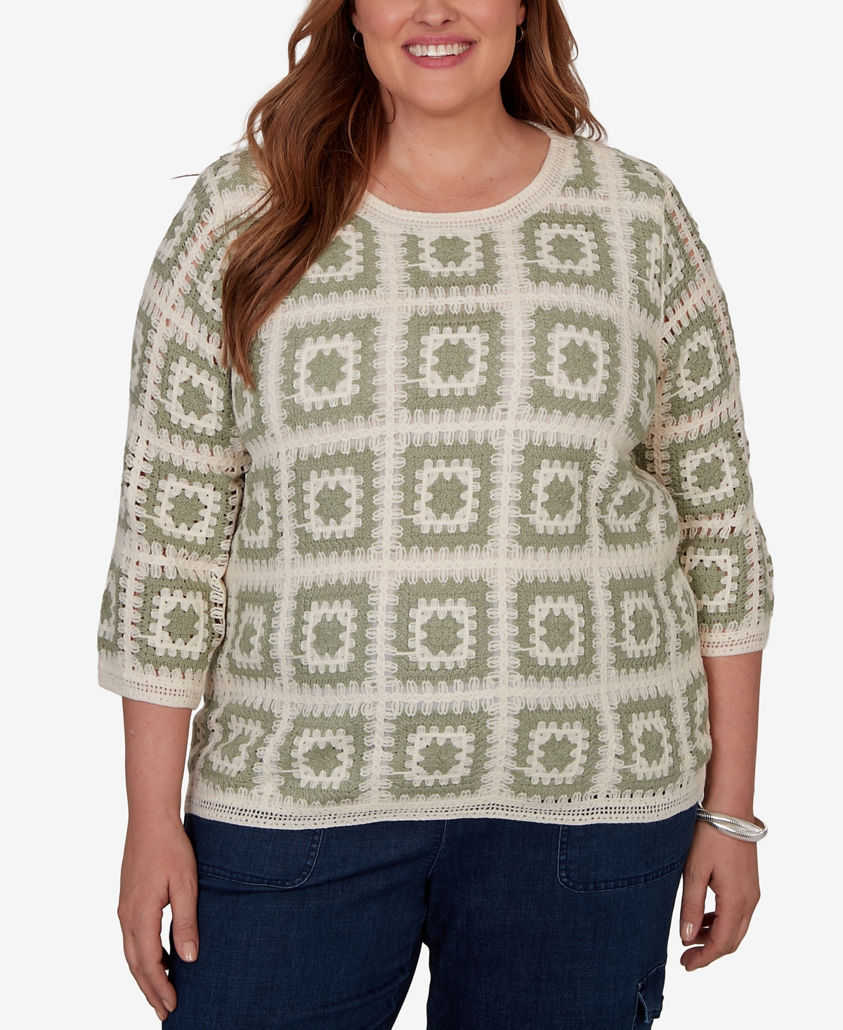 Click here for Alfred Dunner Plus Size Indigo Girls Crochet Squar... prices