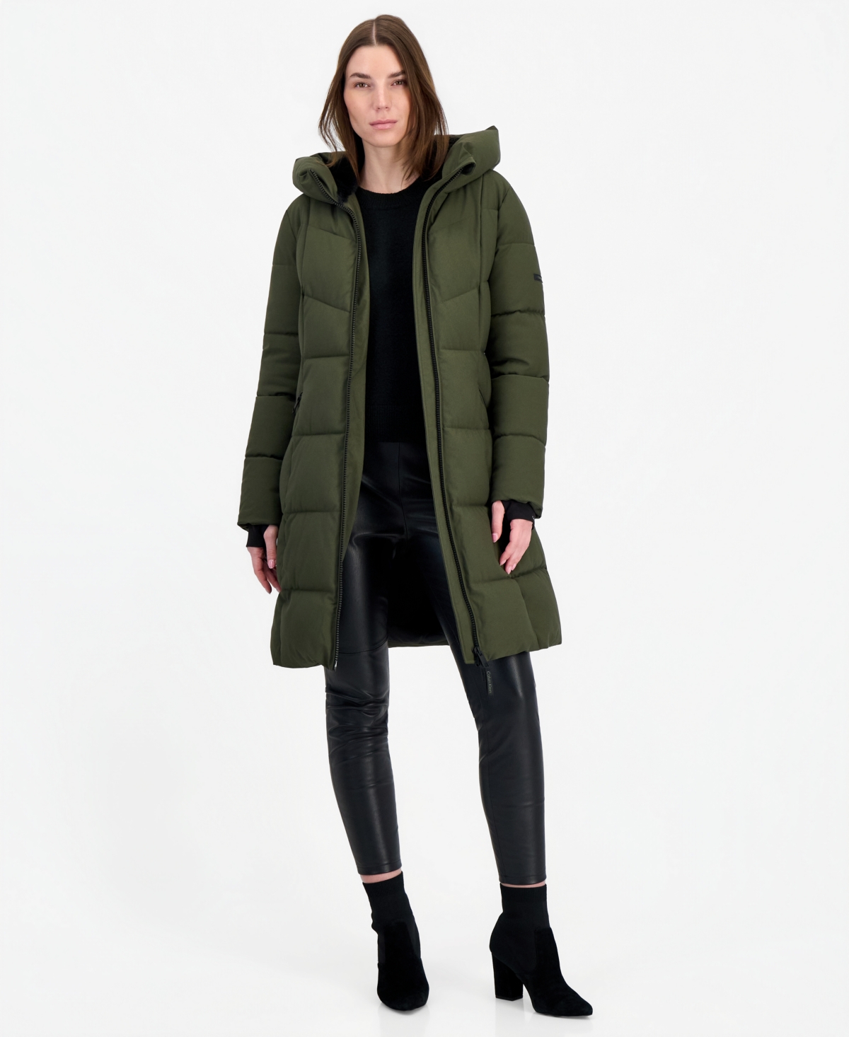 Click here for Calvin Klein Womens Hooded Zippered Puffer Coat -... prices