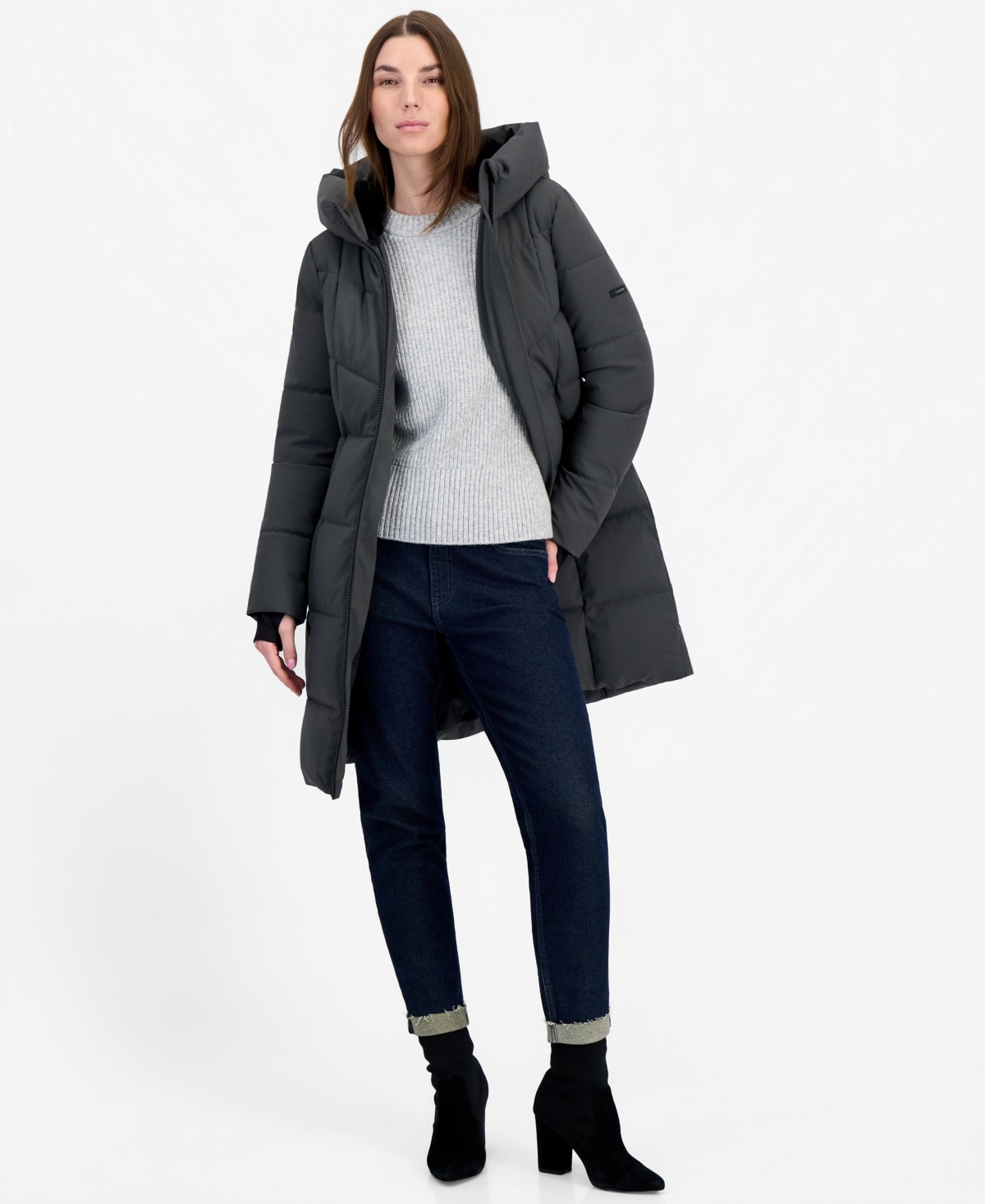 Click here for Calvin Klein Womens Hooded Zippered Puffer Coat -... prices