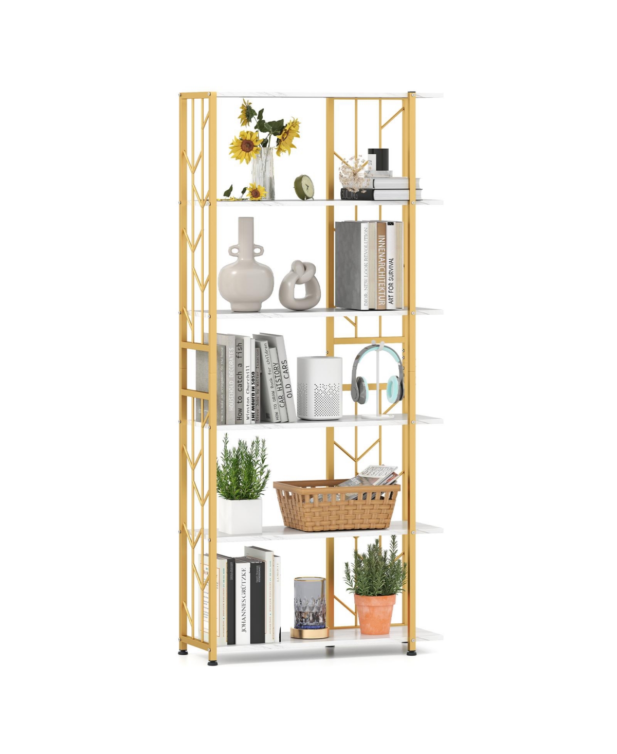 Click here for Gymax 6-Tier Bookshelf with Heavy-duty Metal Frame... prices