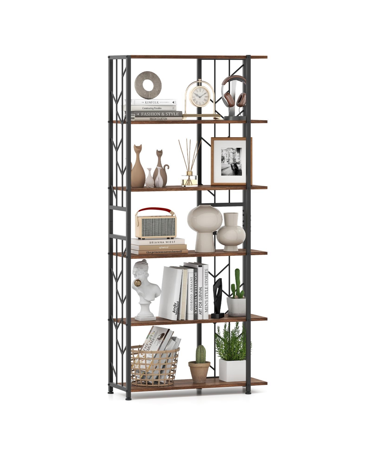 Click here for Gymax 6-Tier Bookshelf with Heavy-duty Metal Frame... prices
