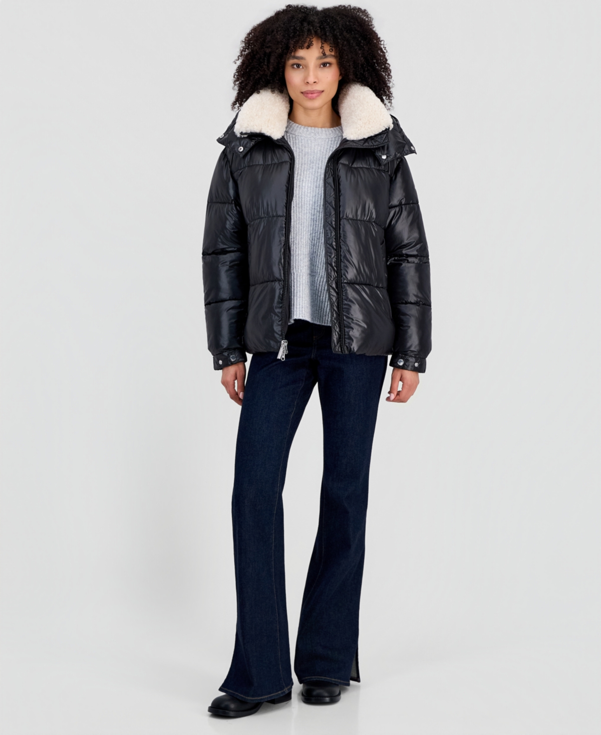 Click here for Michael Kors Womens Shine Hooded Sherpa Puffer Coa... prices