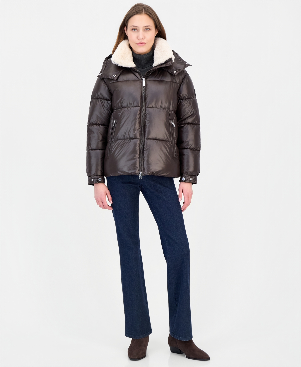 Click here for Michael Kors Womens Shine Hooded Sherpa Puffer Coa... prices