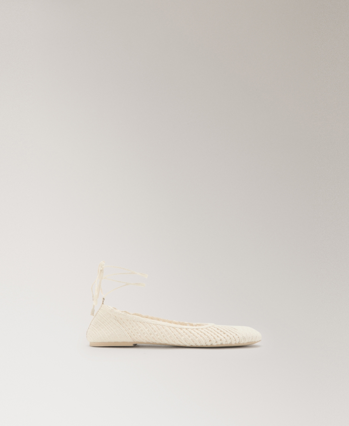 Click here for Mango Womens Straps Knit Ballet Flats - Off White prices