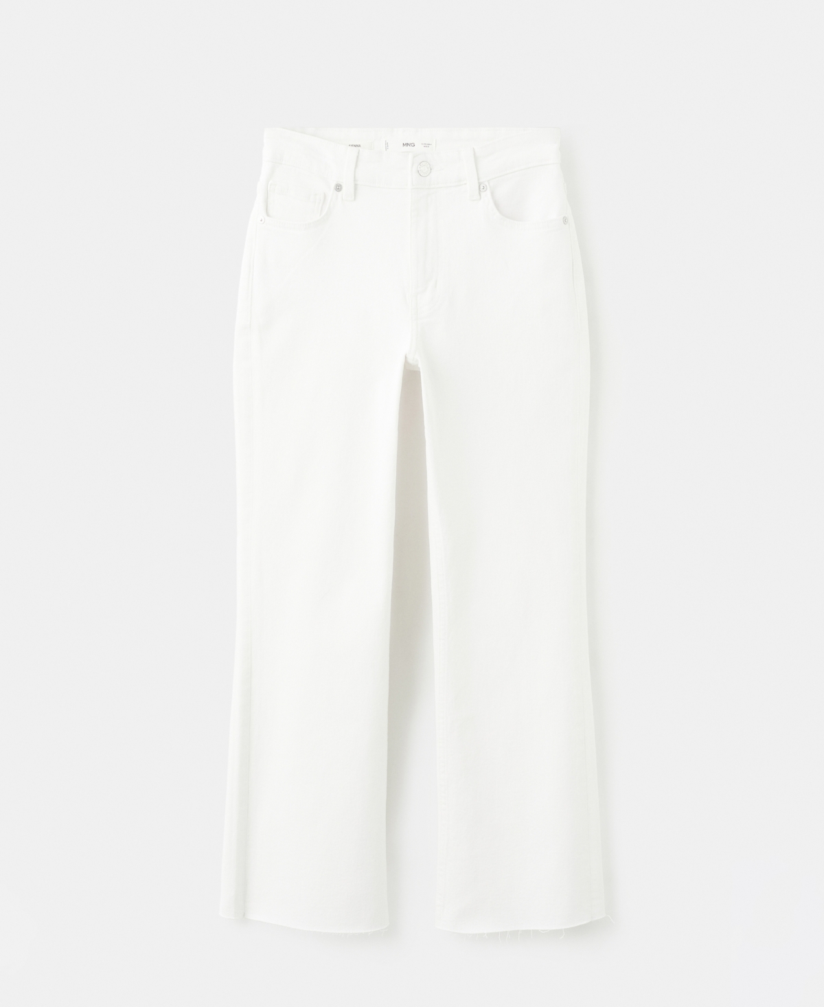 Click here for Mango Womens Sienna Flared Cropped Jeans - White prices