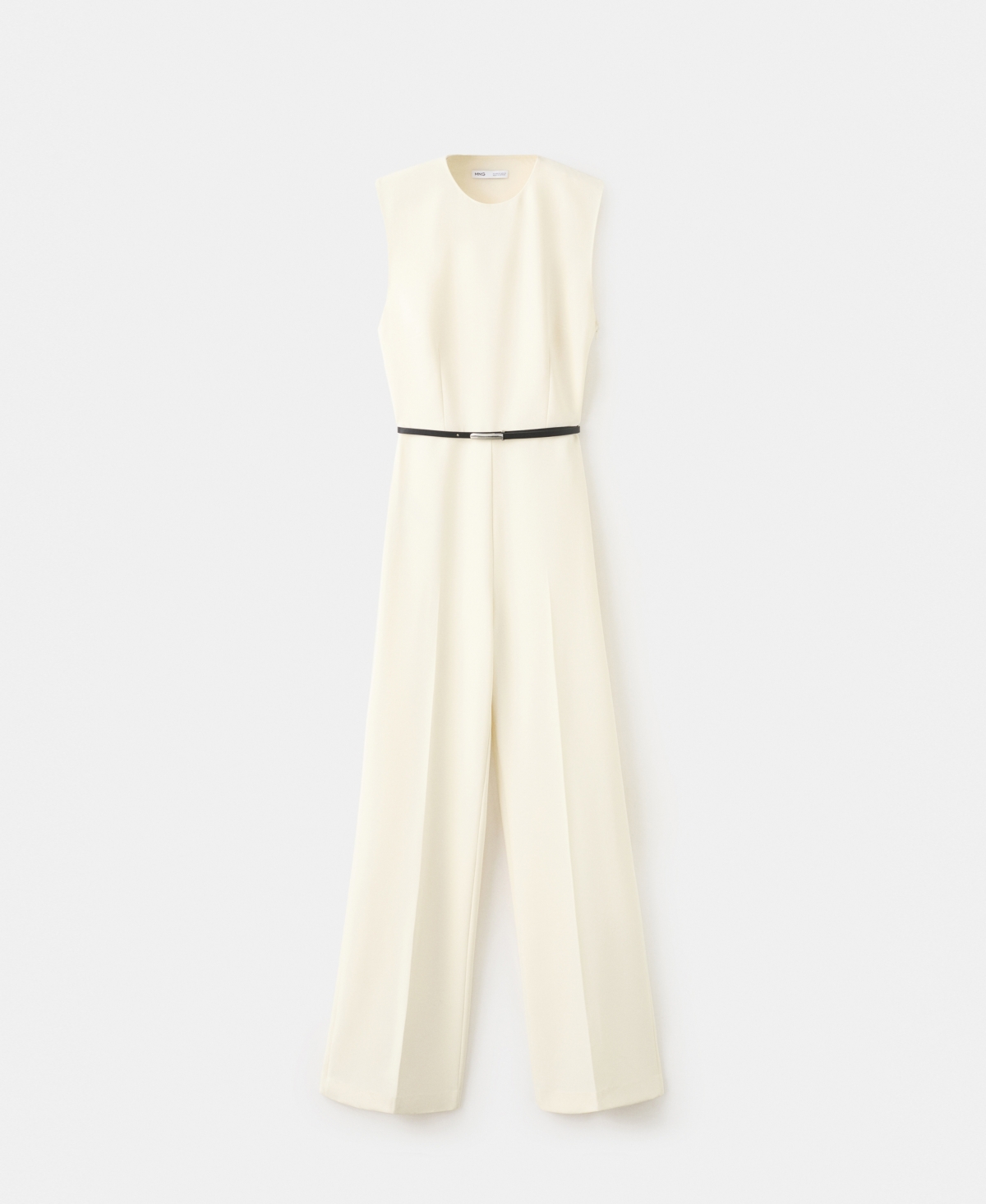Click here for Mango Womens Open-Back Belted Jumpsuit - Vanilla prices