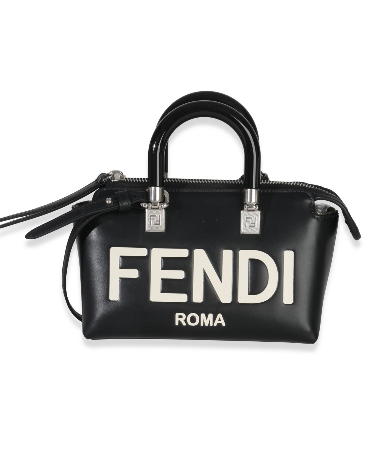 Click here for Pre-Owned Fendi Black White Vitello King Logo Embo... prices