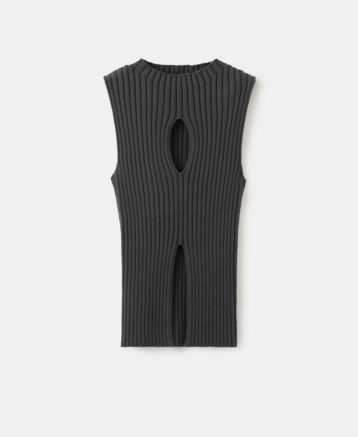 Click here for Mango Womens Slit Ribbed Top - Charcoal prices