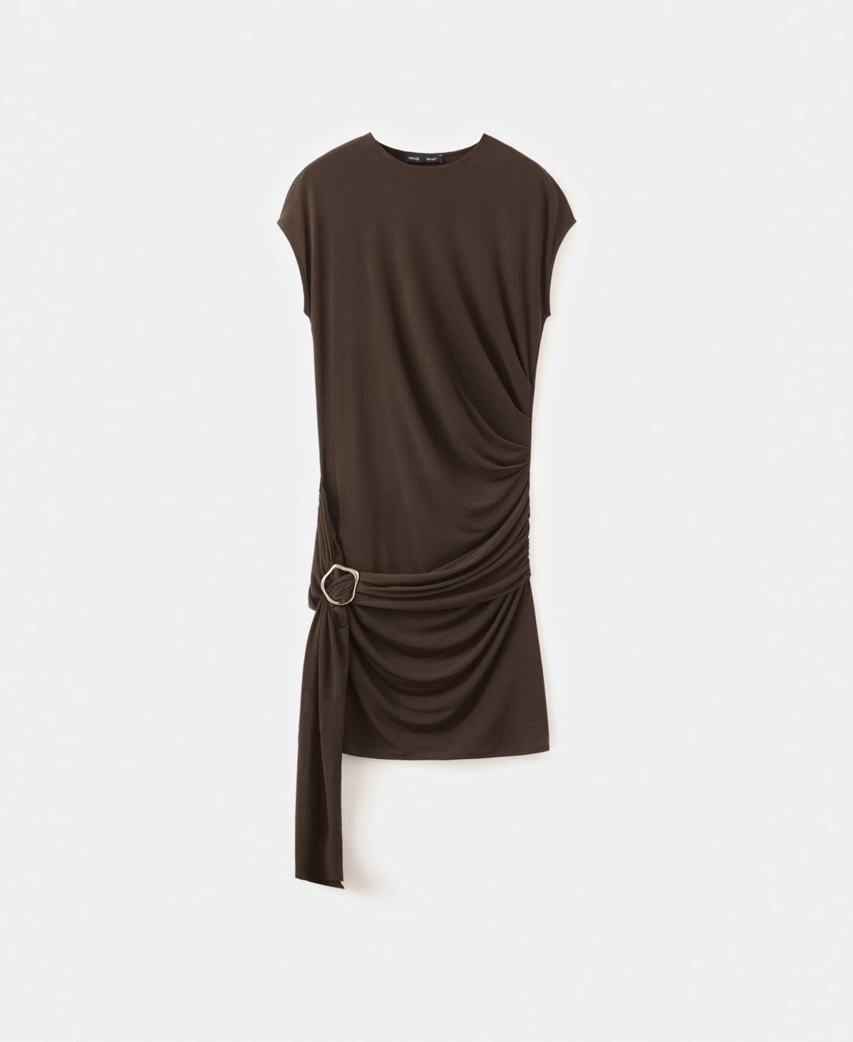Click here for Mango Womens Ruched Bodice Brooch Dress - Brown prices