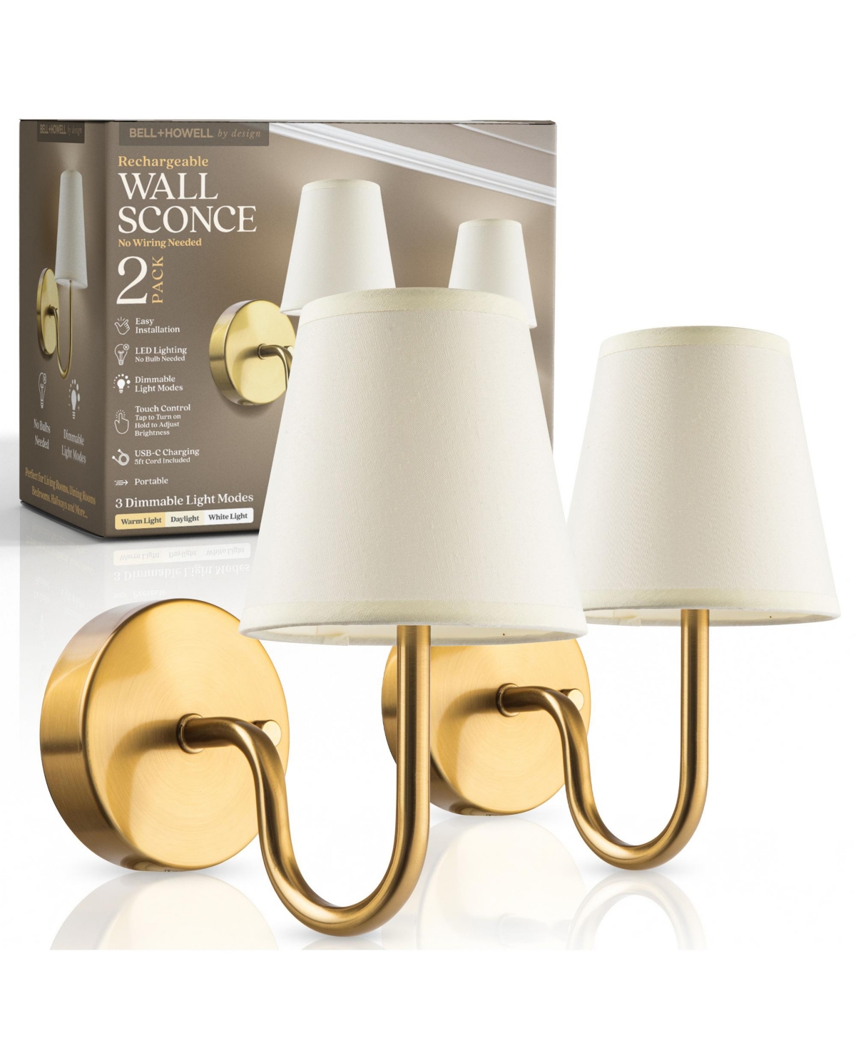 Click here for Bell + Howell Set of 2 Modern Fabric Shade Dimmabl... prices