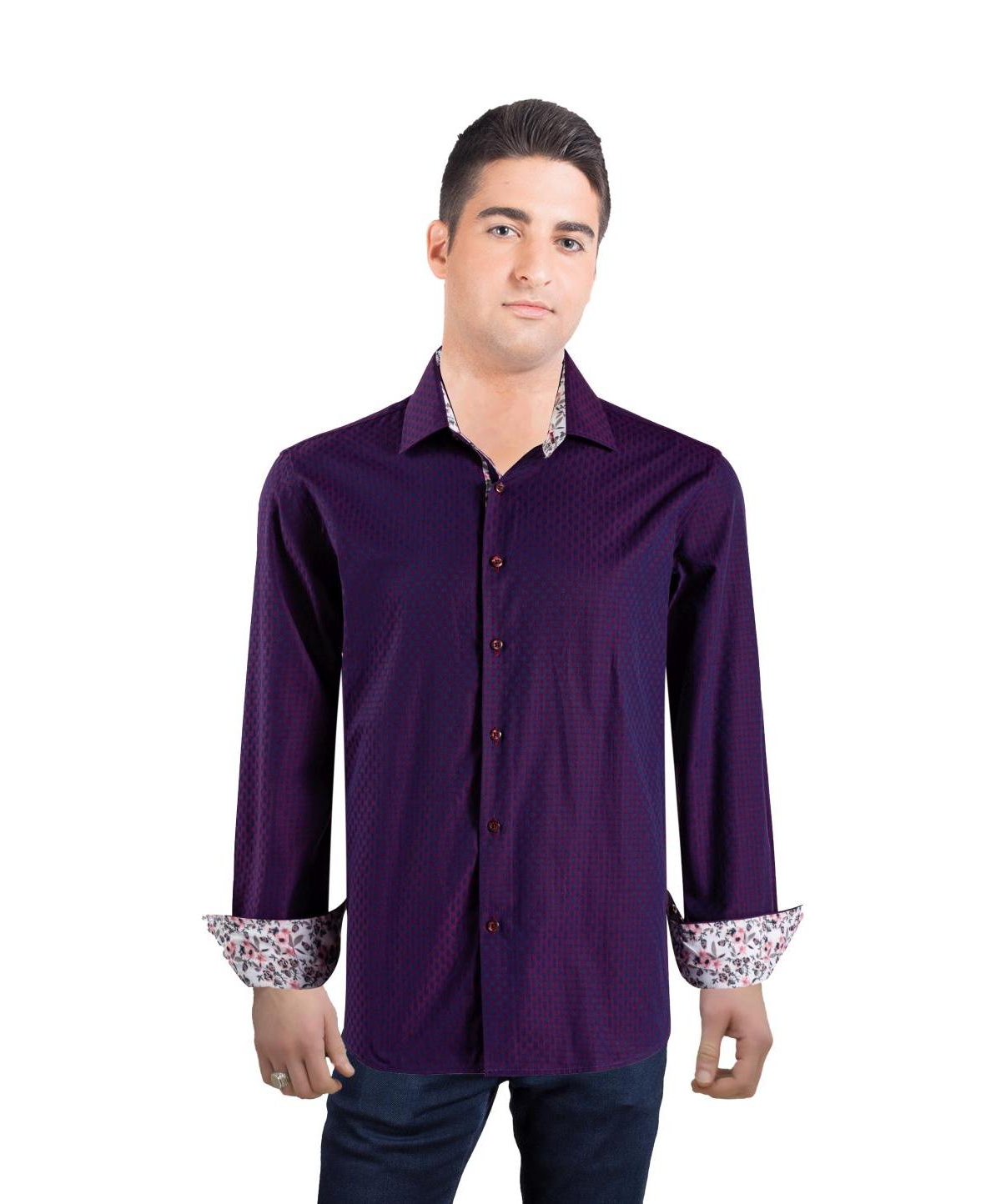 Click here for Elie Balleh Mens Slim Fit Jacquard Dot Button-Down... prices