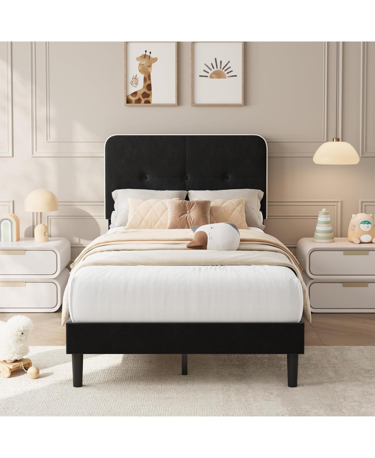 Click here for gaomon Velvet Upholstered Platform Bed  Bed Frame... prices