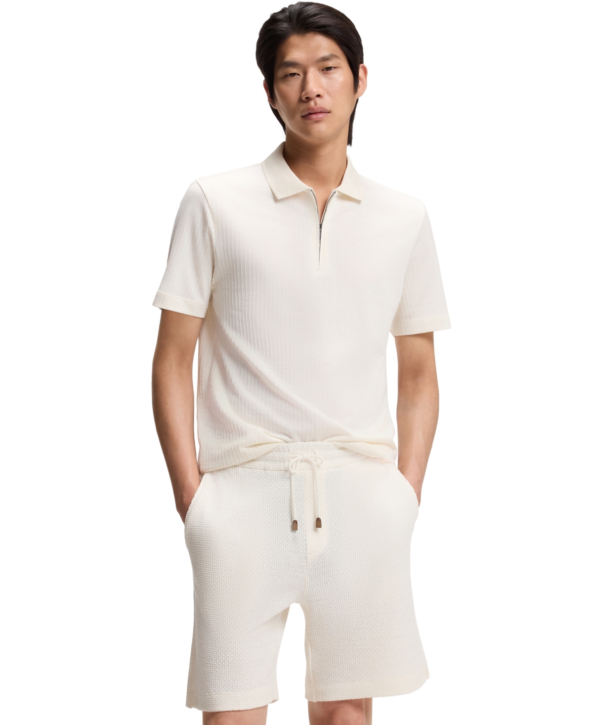 Click here for Boss by Hugo Boss Mens Cotton Silk Zip-Neck Polo S... prices