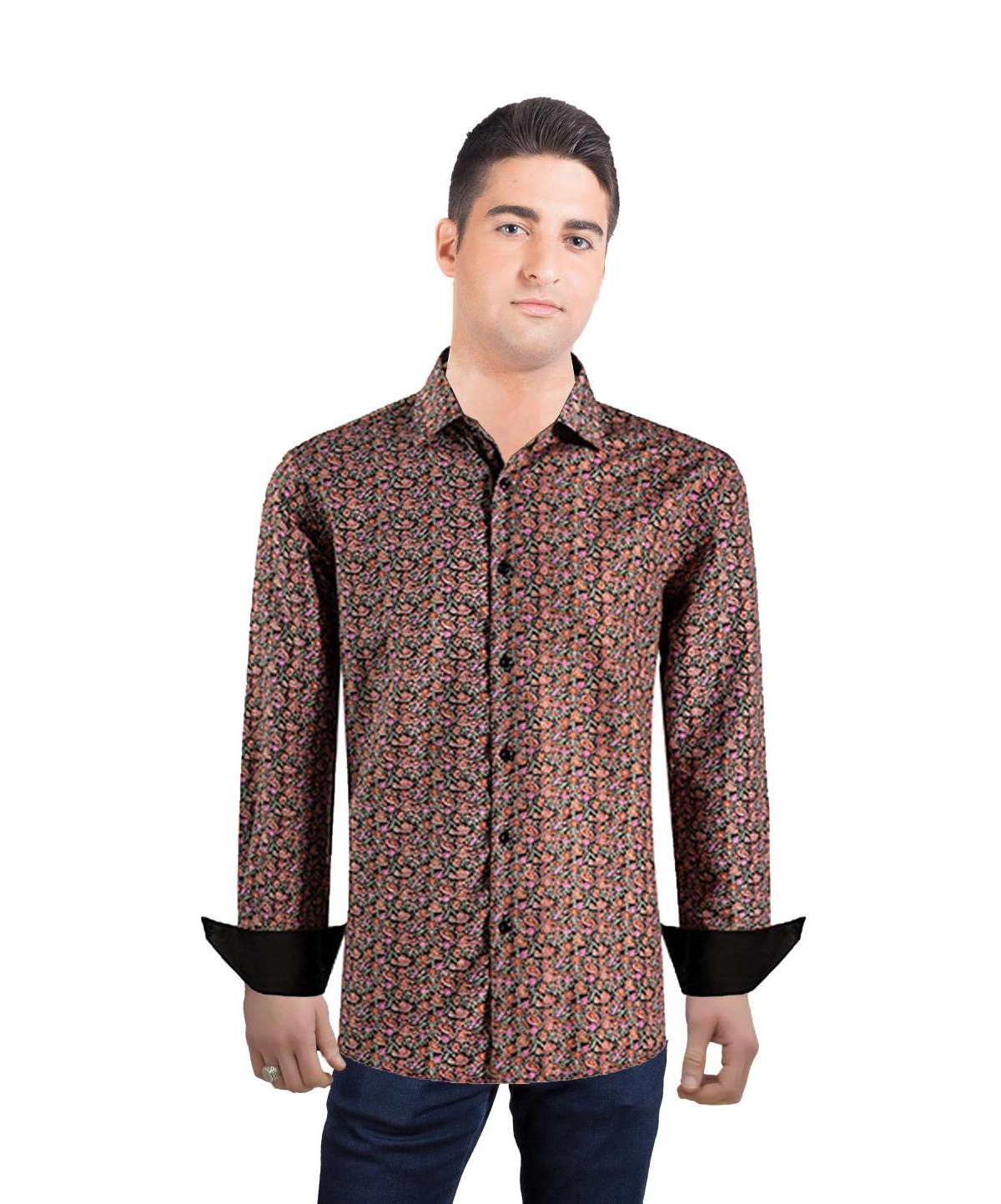 Click here for Elie Balleh Mens Slim Fit Paisley Print Button-Dow... prices