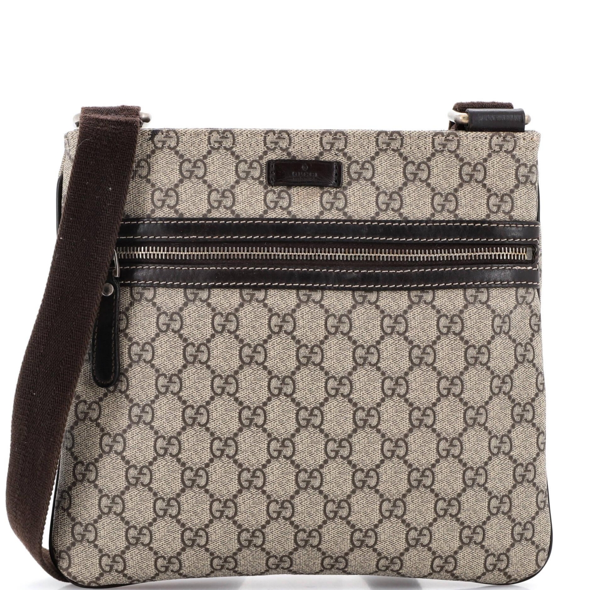 Click here for Pre-Owned Gucci Medium Front Zip Flat Messenger Ba... prices