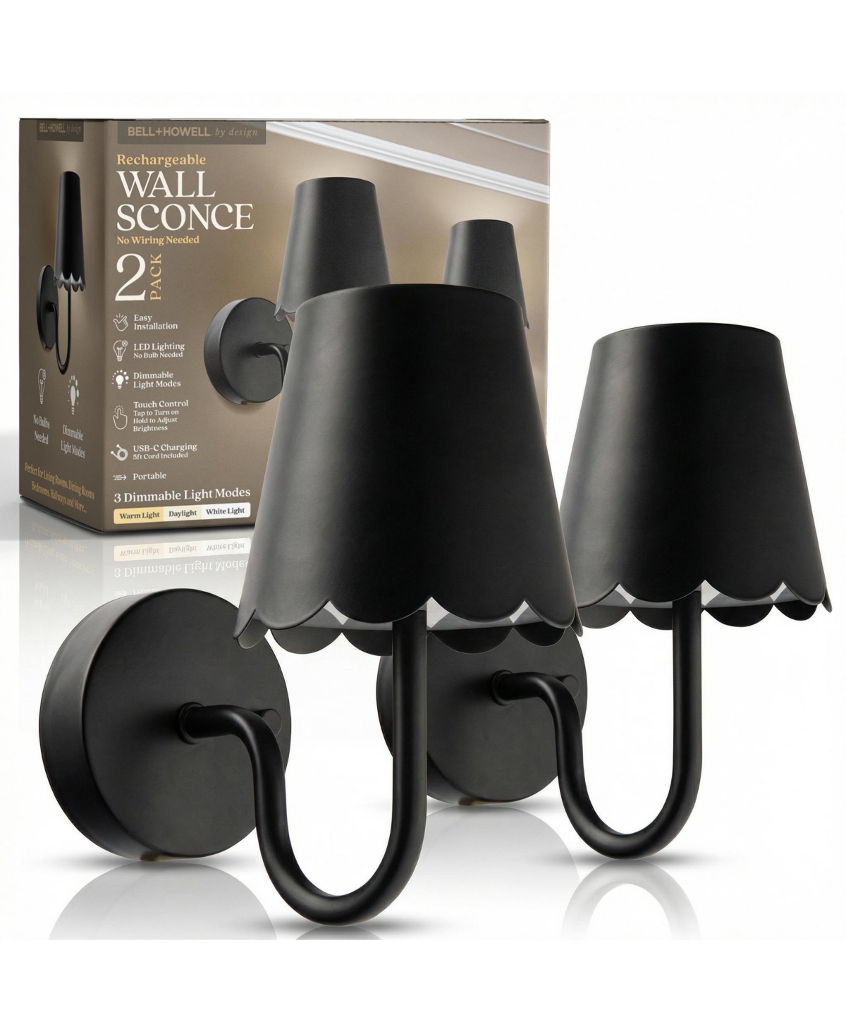 Click here for Bell + Howell Set of 2 Metal Scallop Shade Dimmabl... prices