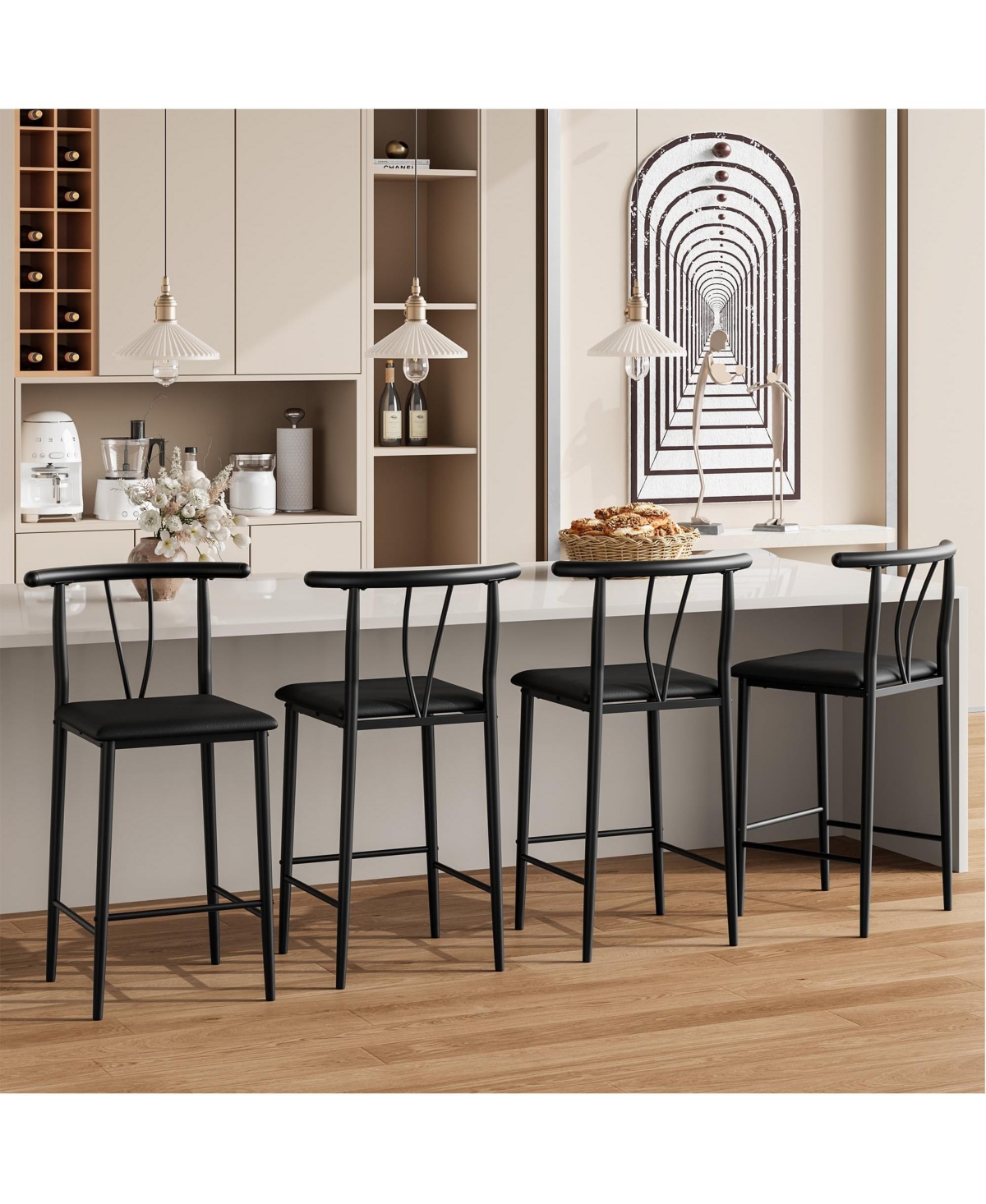 Click here for homfan Set of 4 Comfortable Counter Height Bar Sto... prices