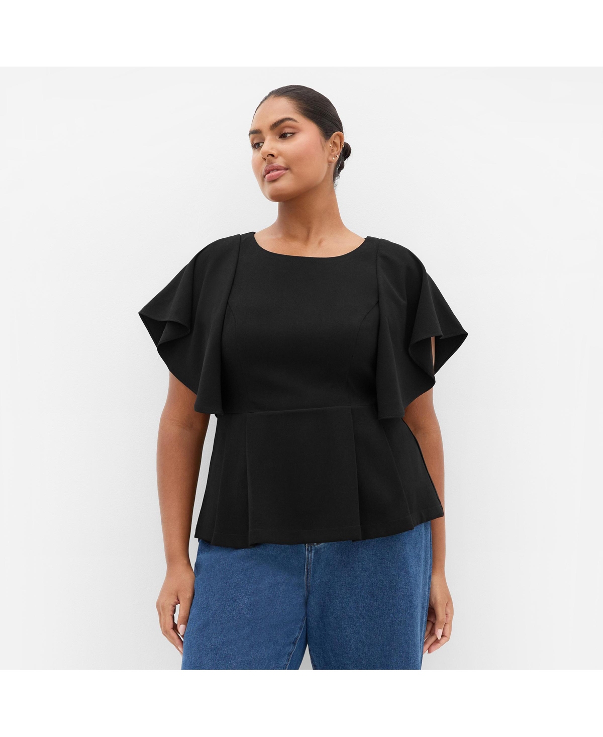 Click here for City Chic Plus Size Cinched Peplum Top - Black prices