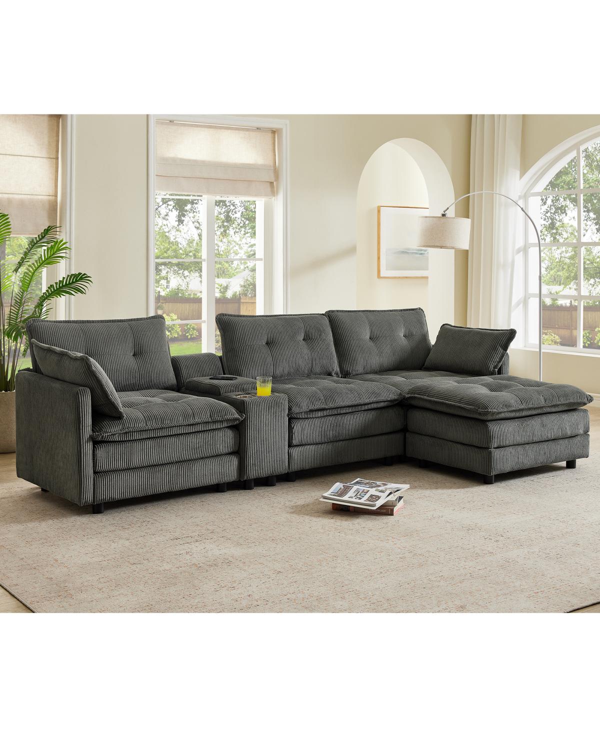 Click here for Streamdale Furniture L-Shaped Corduroy Modular Sec... prices