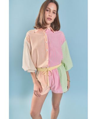 Click here for English Factory Womens Striped Colorblock Shirt Sh... prices