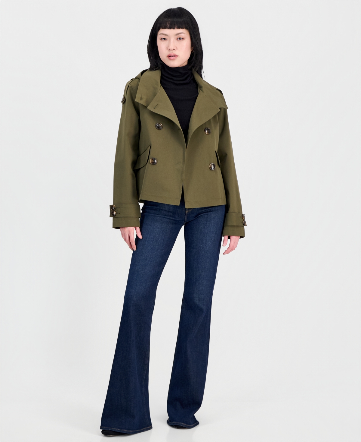 Click here for Steve Madden Womens Short Hooded Trench Coat - Oli... prices