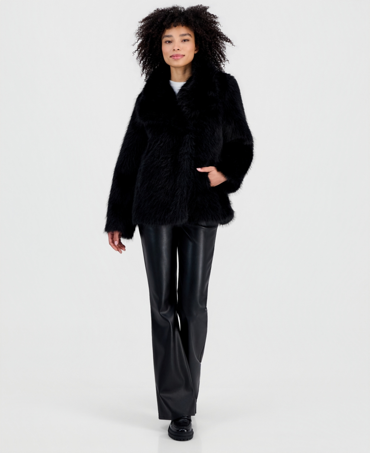 Click here for Steve Madden Womens Faux Fur Extended Collar Coat... prices