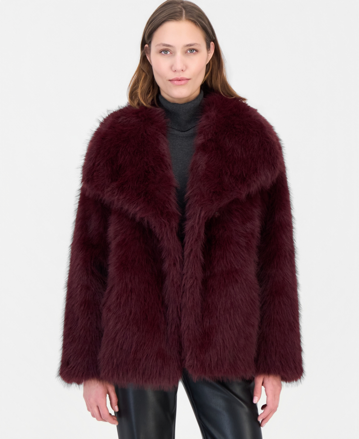 Click here for Steve Madden Womens Faux Fur Extended Collar Coat... prices
