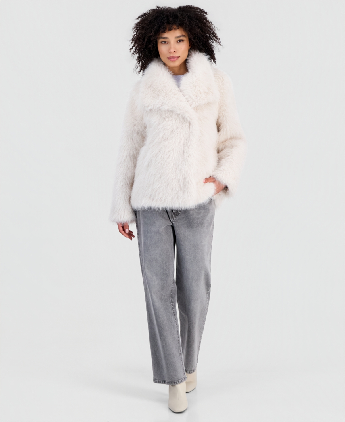 Click here for Steve Madden Womens Faux Fur Extended Collar Coat... prices