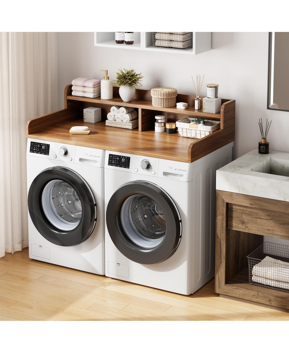 Click here for homfan Bathroom Countertop - Wooden Laundry Counte... prices