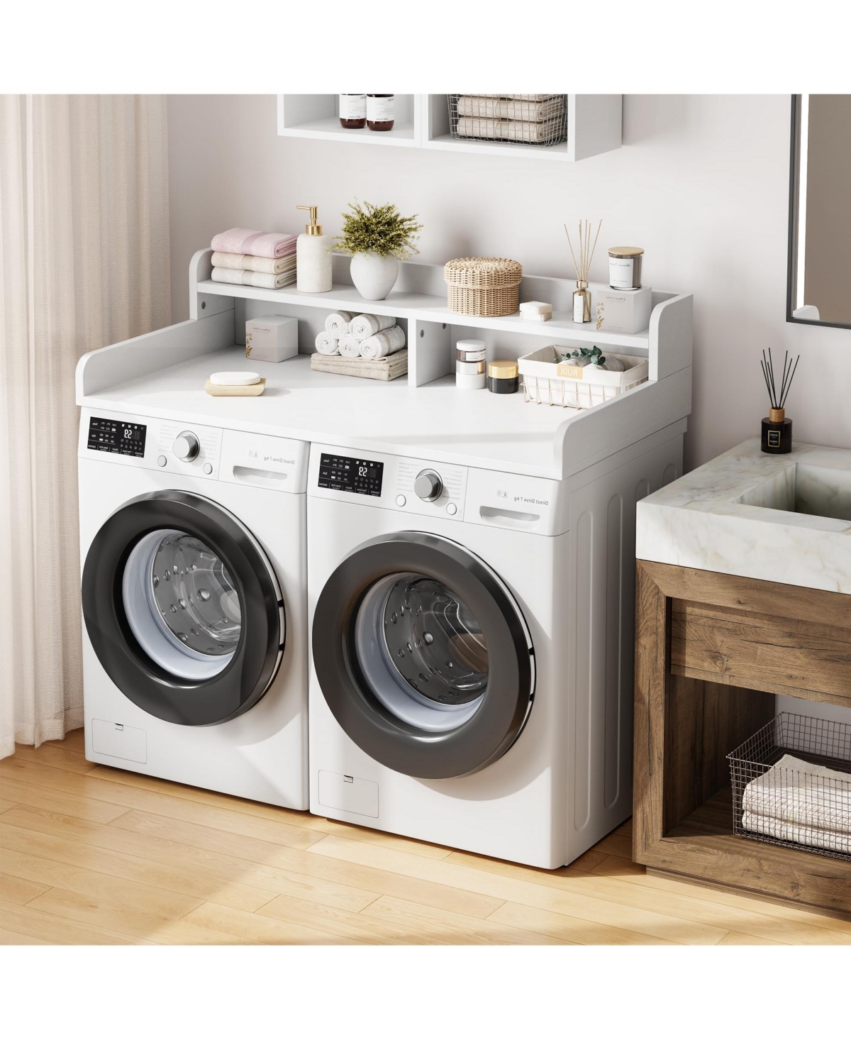 Click here for homfan Bathroom Countertop - Wooden Laundry Counte... prices