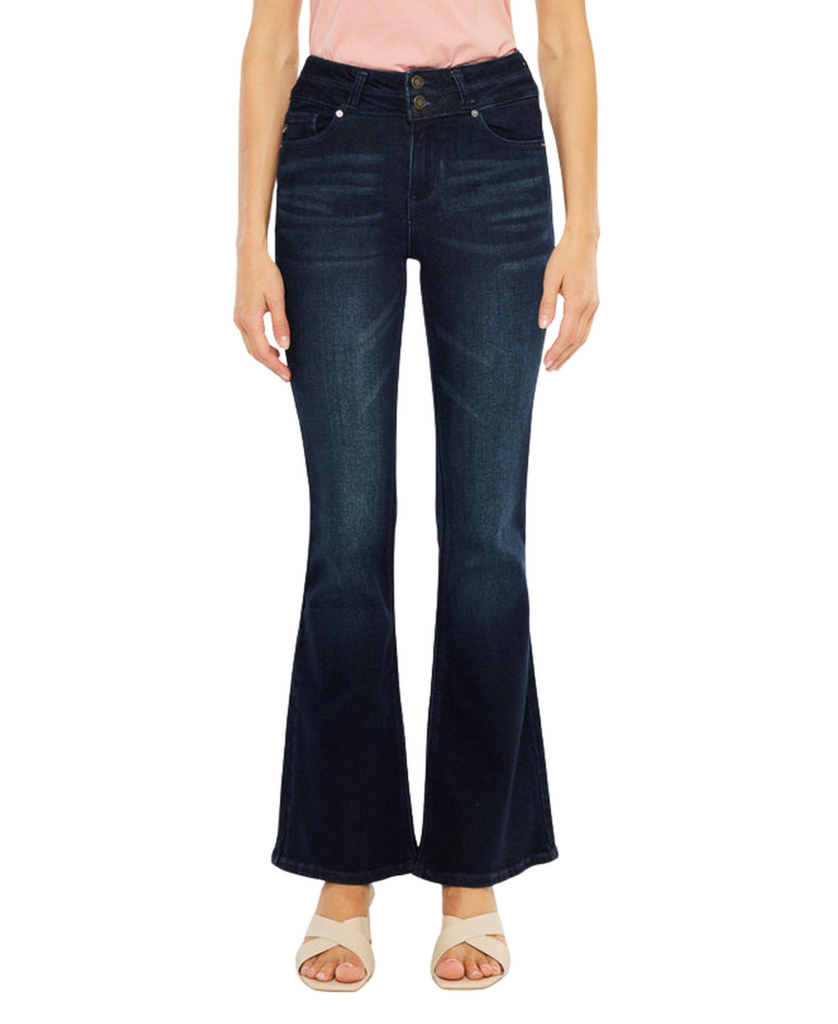 Click here for KanCan Womens Vida High Rise Flare Jeans - Dark wa... prices