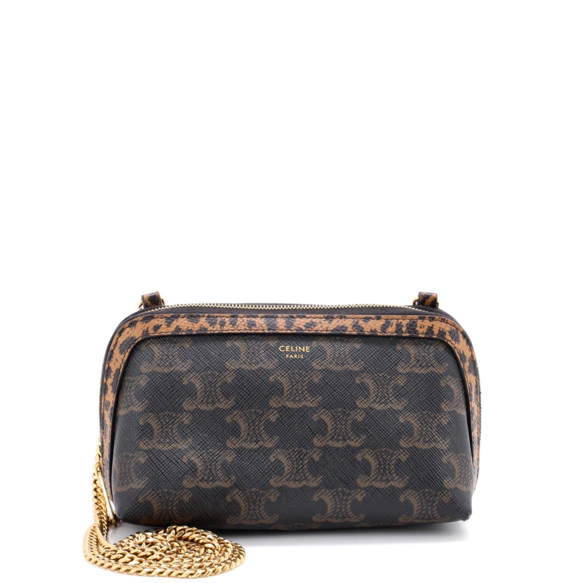 Click here for Pre-Owned Celine Zip Around Chain Clutch Triomphe... prices