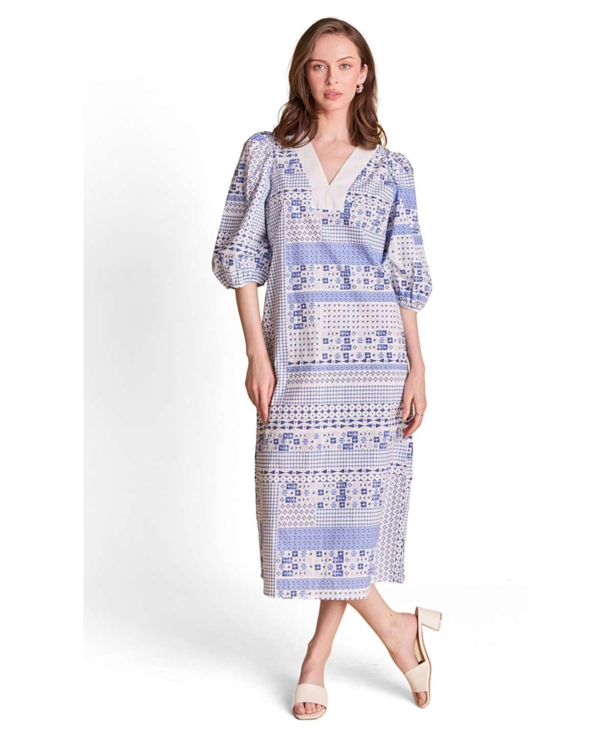 Click here for LaVen Womens Printed Midi Dress - Blue/white prices