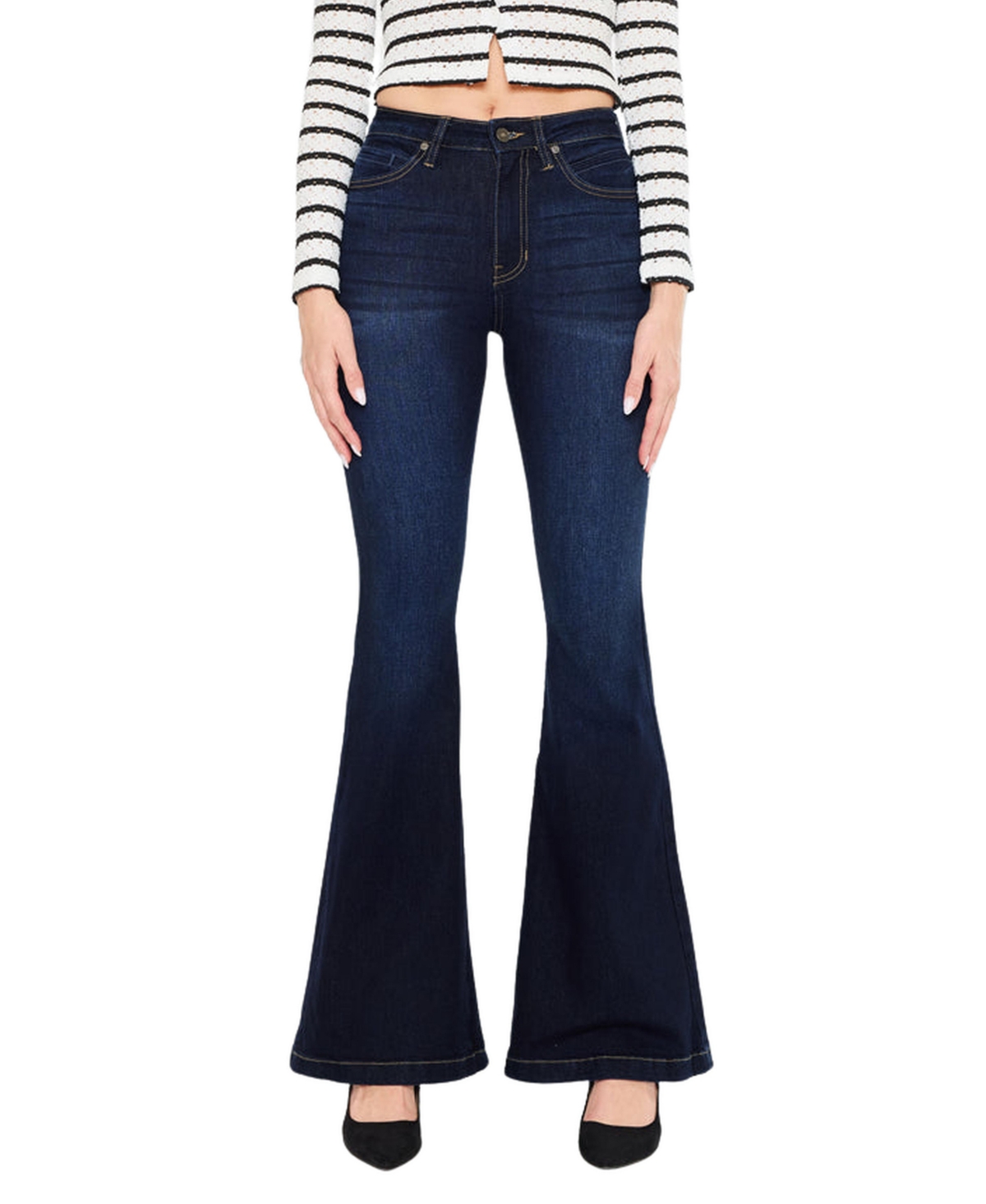 Click here for KanCan Womens Roel High Rise Super Flare Jeans - D... prices