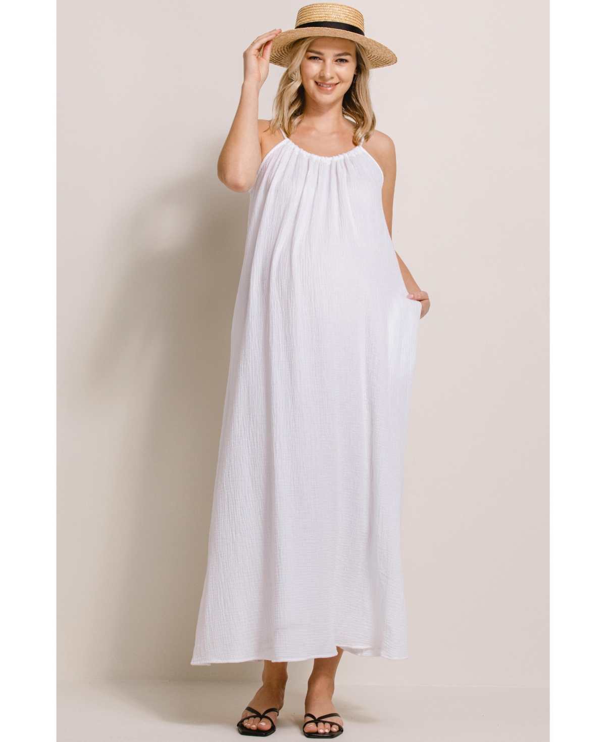 Click here for Hello Miz Maternity Sleeveless Scoop Neck Maxi Sun... prices