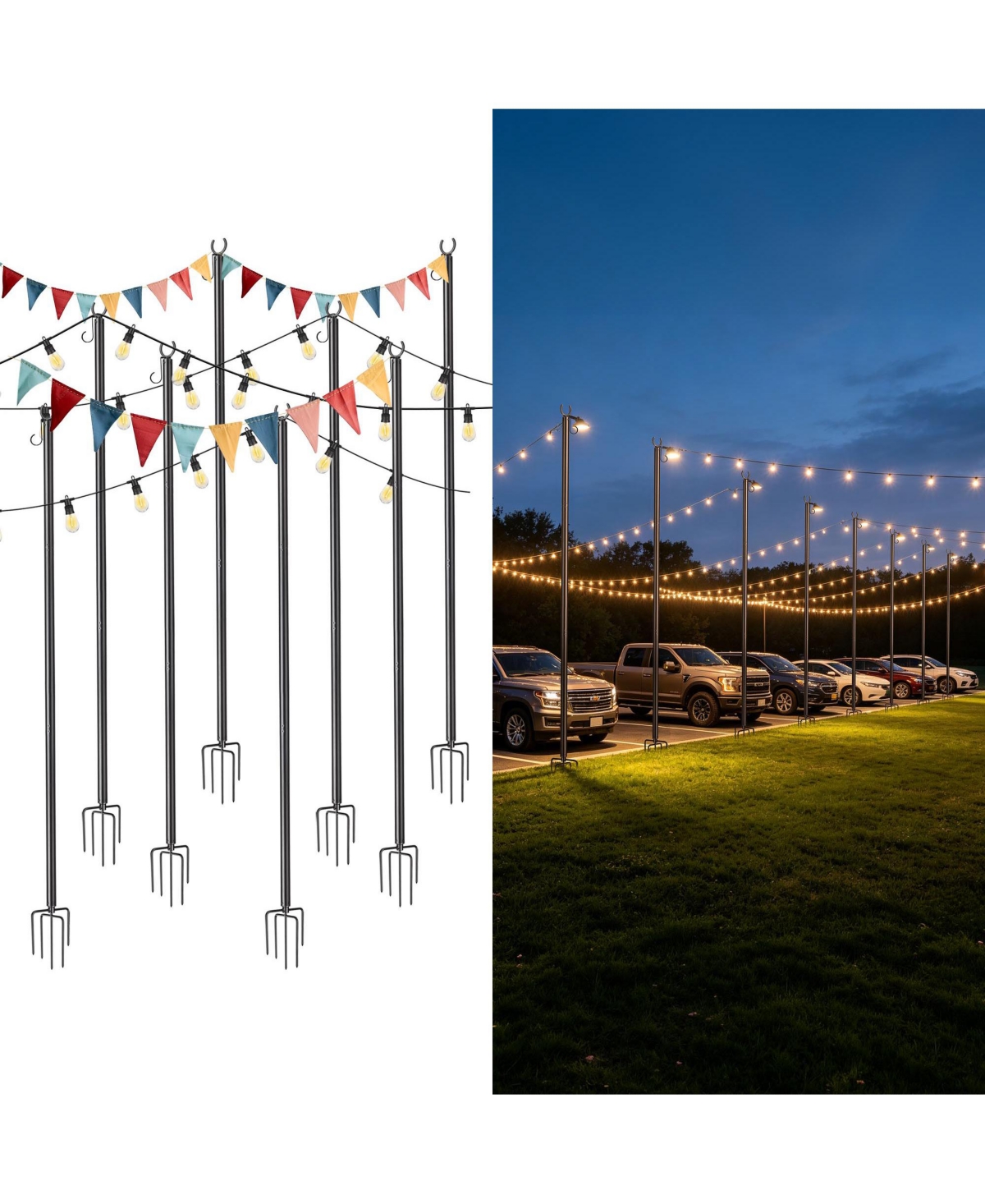Click here for Yescom 10 String Light Poles for Outside Event Tem... prices