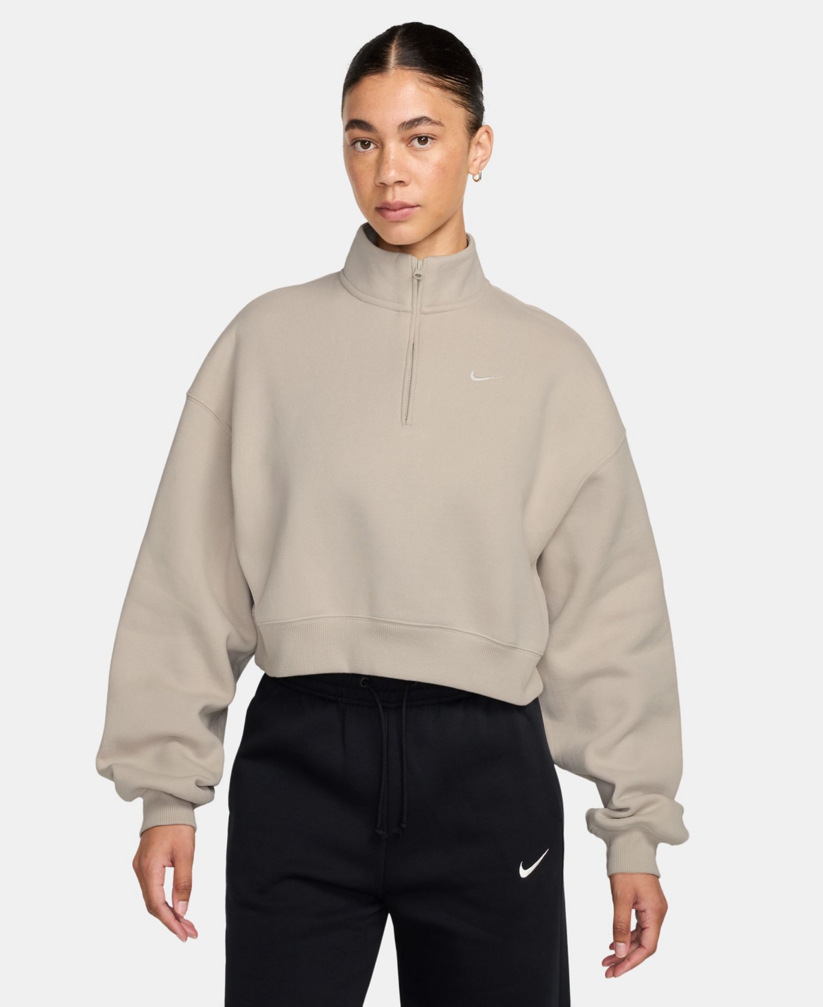 Click here for Nike Studio Fleece Womens Oversized 1/4-Zip Croppe... prices